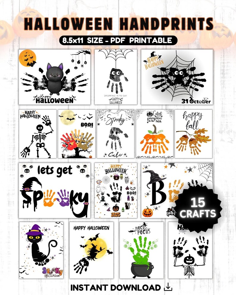 Halloween Handprint Craft, Printable Halloween Preschool Craft, Kids ...
