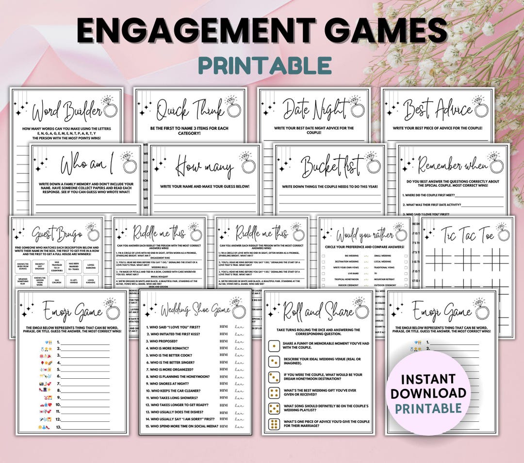 Engagement Party Games Bundle, Engagement Party Games, Proposal Party ...