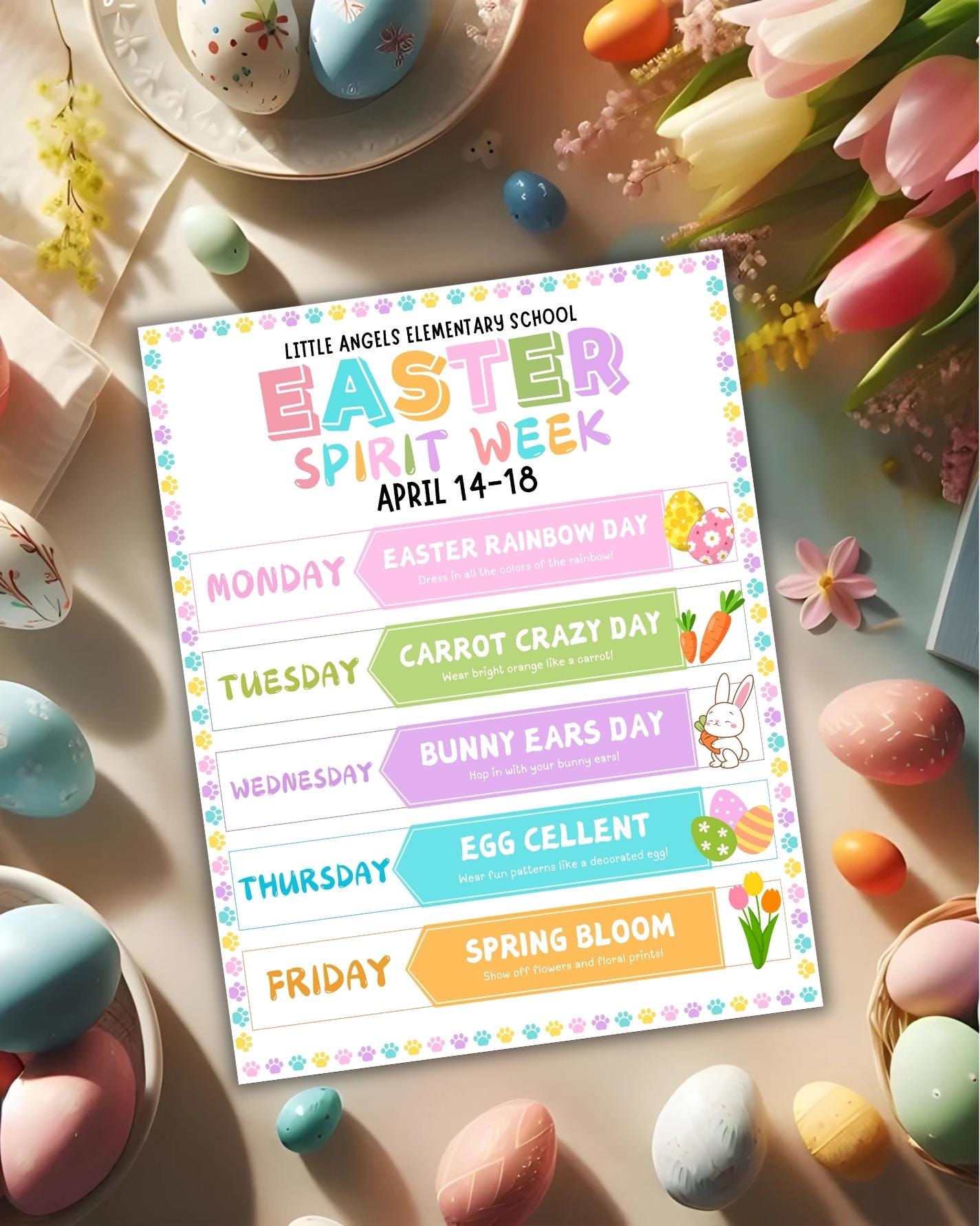 Editable Easter School Spirit Week Flyer Template, Easter Themed School ...
