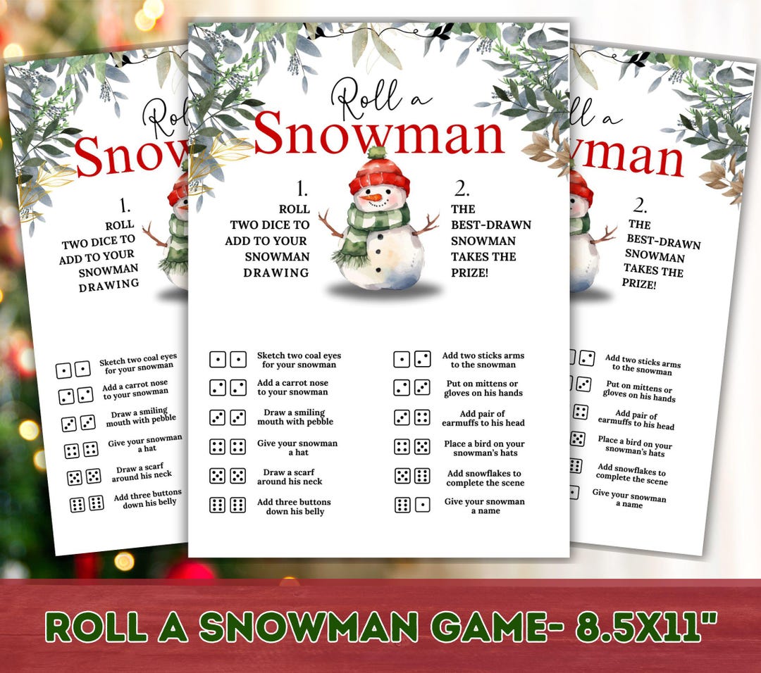 Roll A Snowman Game Printable, Christmas Games, Winter Activity for ...