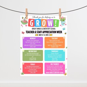 Editable Teacher Appreciation Week Itinerary Poster Template, Spring ...