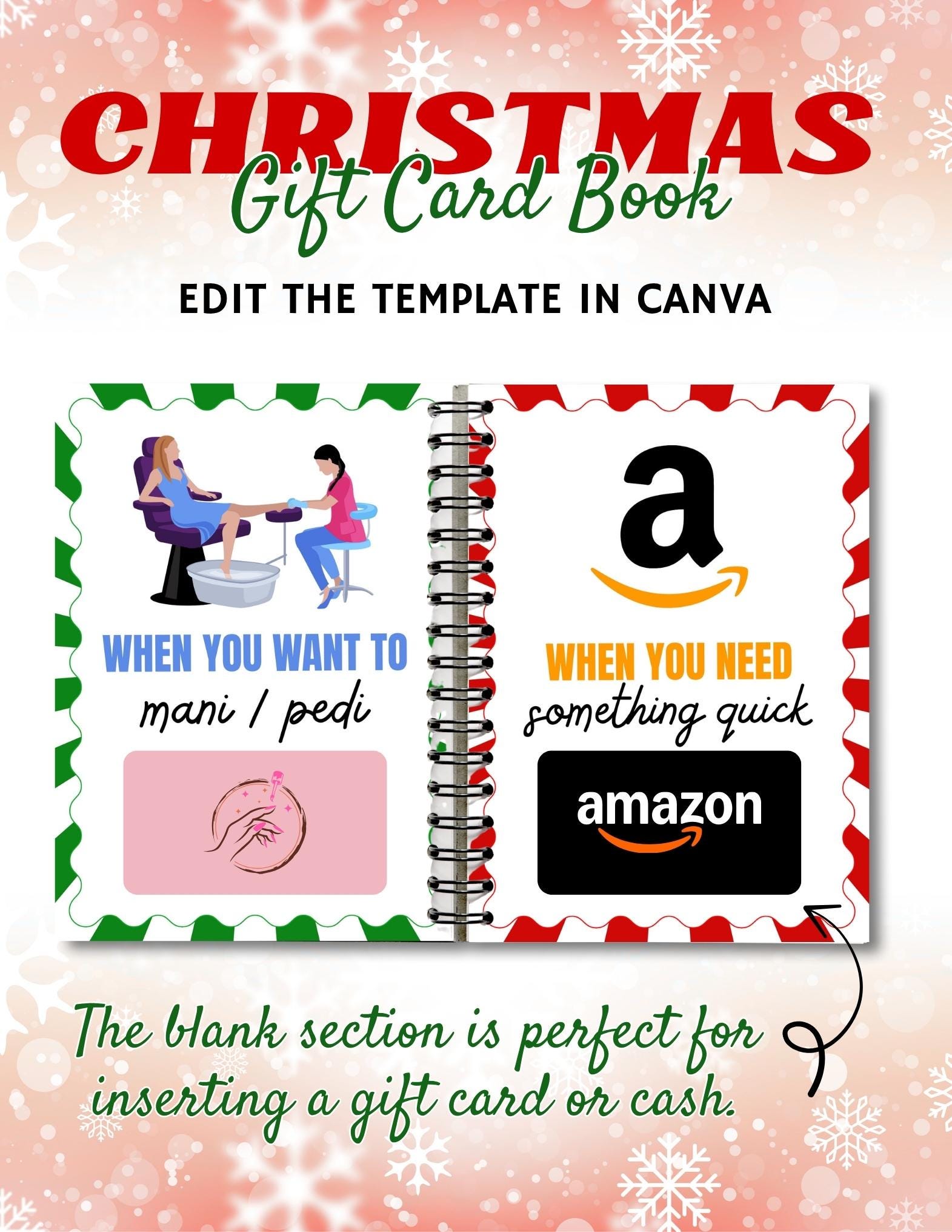 Christmas Gift Card Book Printable, Editable Christmas Gift Card Book ...