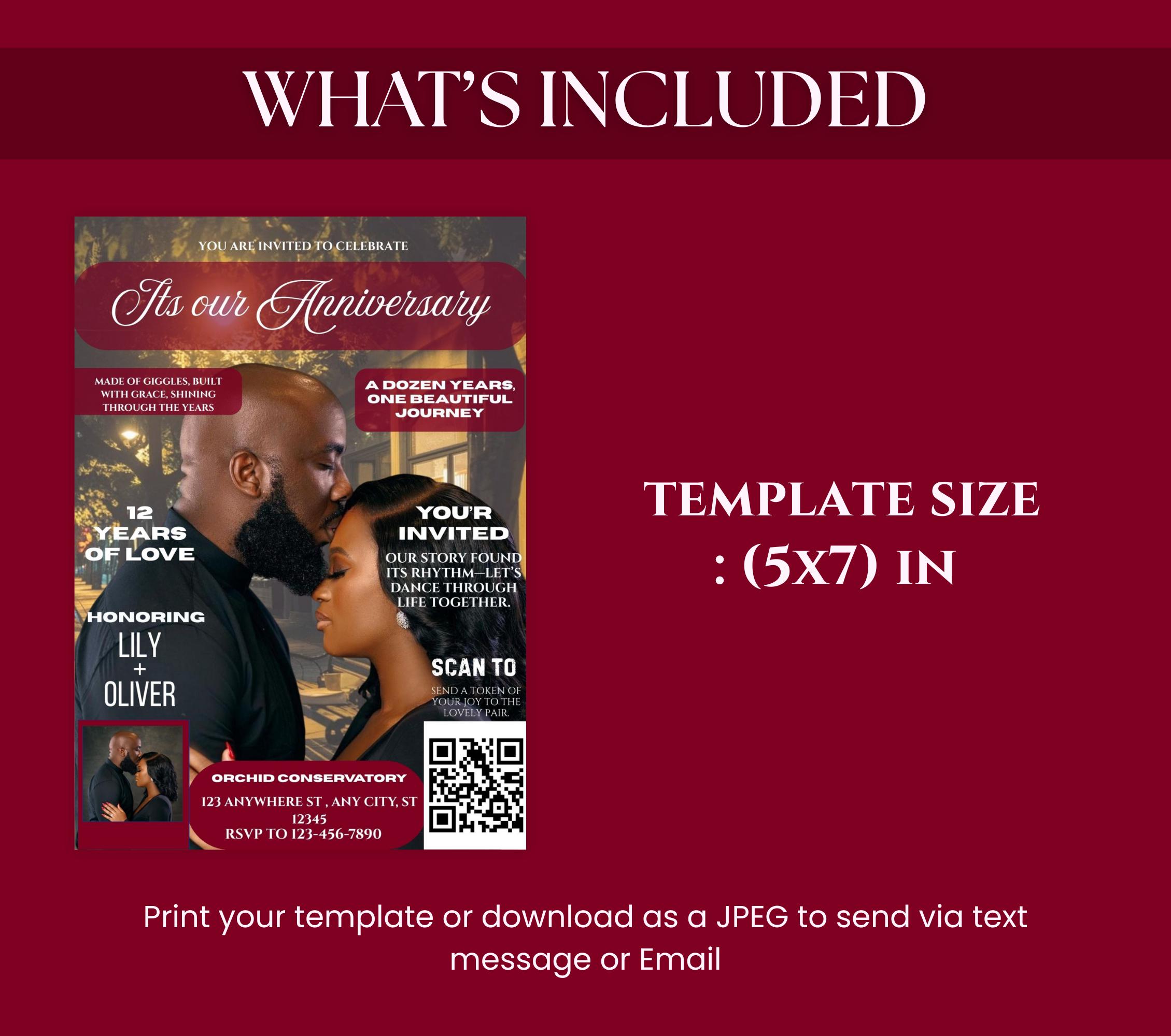 Anniversary Party Invitation Flyer Template, Digital Wedding ...