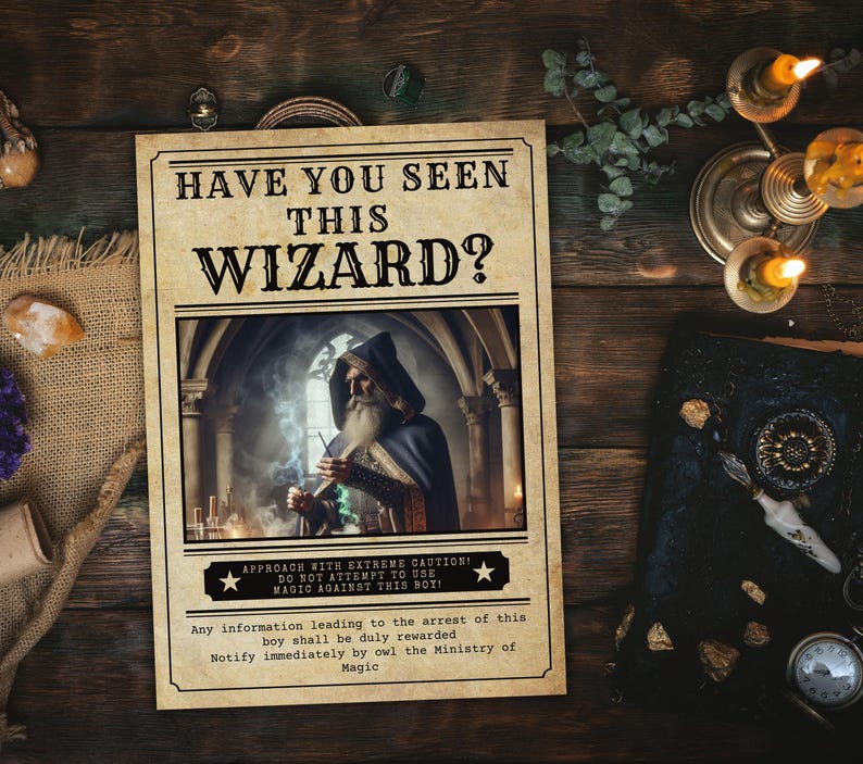 Editable Have You Seen This Wizard Party Poster Template, Wizard Wanted ...