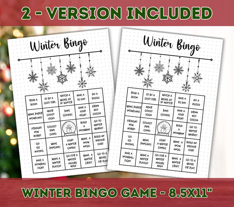 Winter Bingo Game Printable, Winter Bingo Cards, Winter Games, Winter ...