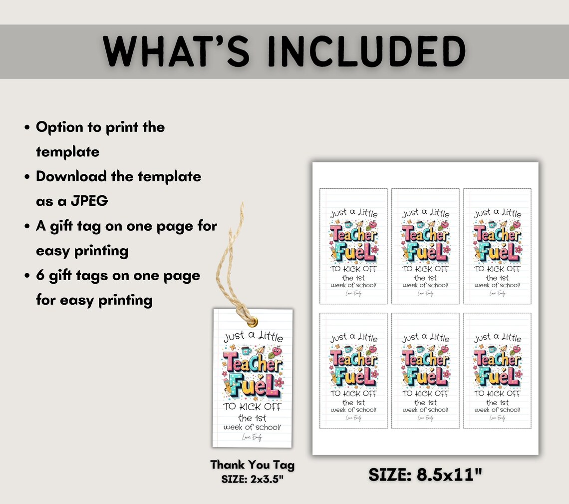 Back to School Gift Tag, First Day of School Gift Tag, First Week of ...