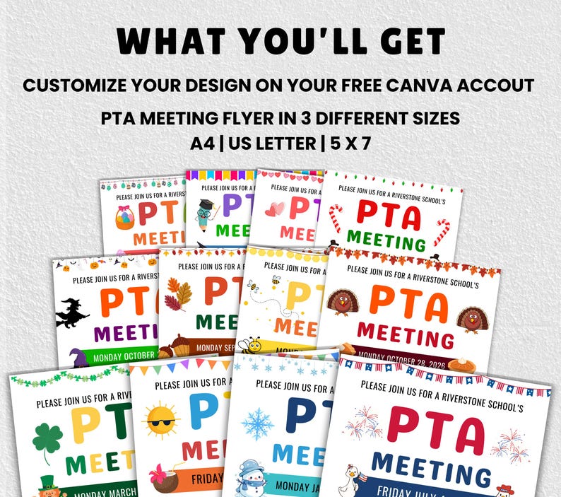 Editable PTO PTA Meeting Flyer Bundle, School Recruitment, Meeting ...