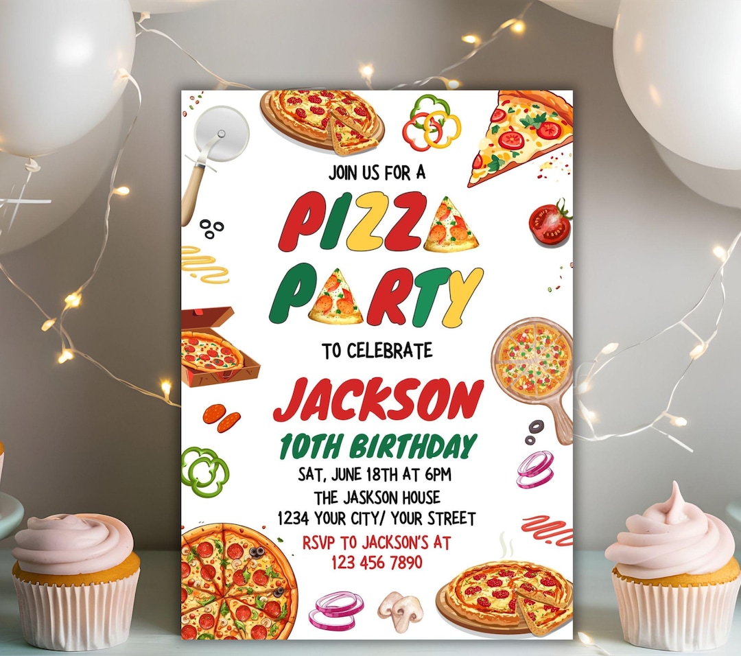 Editable Pizza Party Invitation Template, Pizza Birthday Party Invite ...