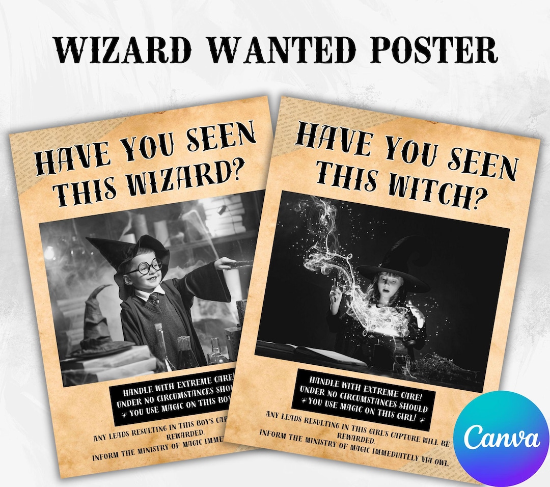 Editable Have You Seen This Wizard Party Poster Template, Wizard Wanted ...