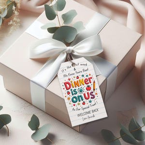 Dinner is on Us Teacher Appreciation Gift Tag Template, Printable First ...