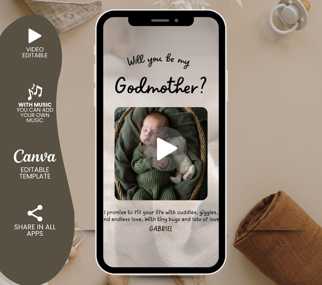 Editable Will You Be My Godmother Proposal Video Template, Printable ...