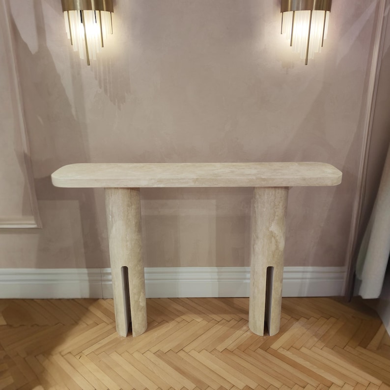 Travertine Stone Console, Natural Stone Table for Entryway, Home Decor ...