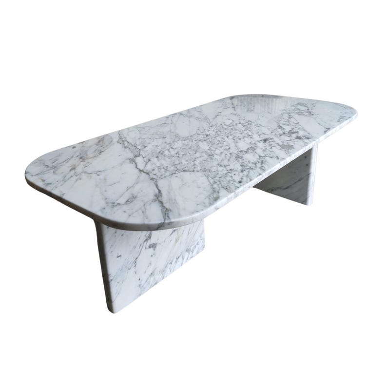 Carrara Marble Coffee Table, Small Natural Stone Table, Modern Marble ...
