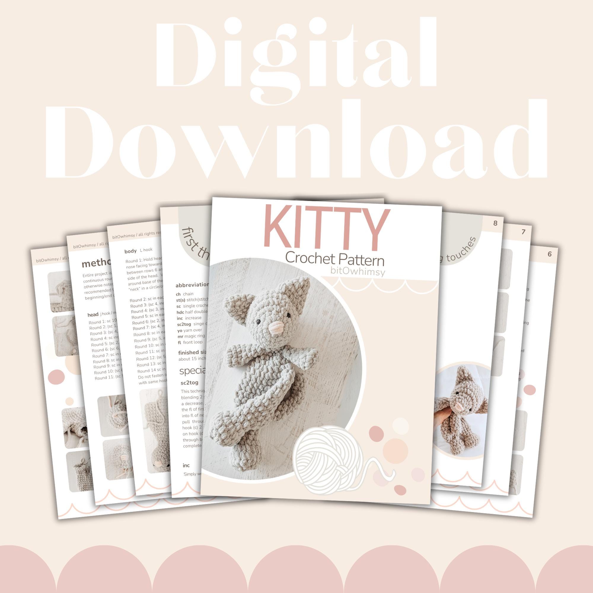 Crochet Kitty Pattern Cat Lovey Digital Download Crochet Plushie Kitten ...