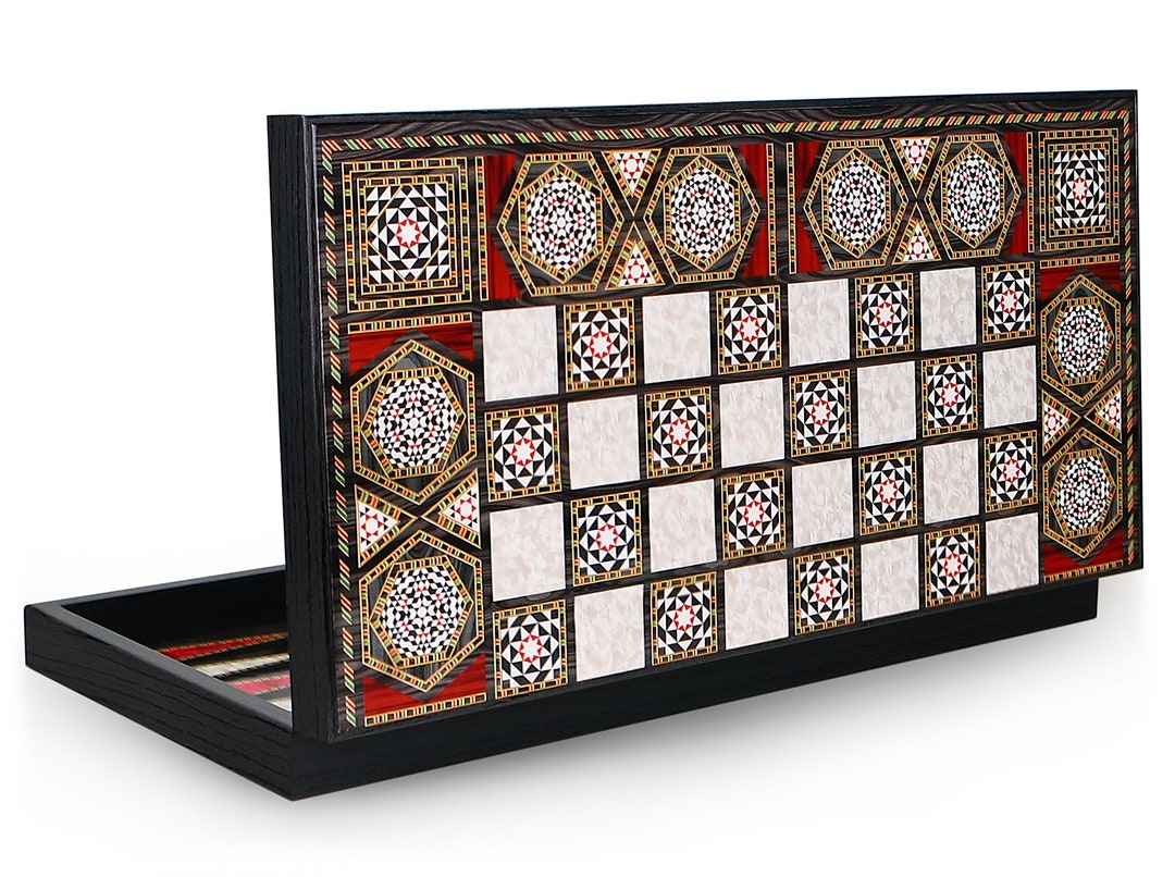 Mother of Pearl Look Backgammon Tavla Dama XXL Board Games Family Game ...