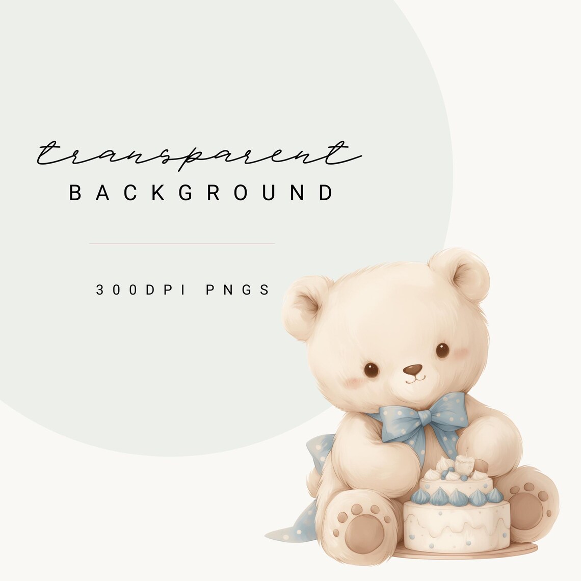 Blue Bear Clipart Watercolor Set for Commercial Use Transparent Pngs ...