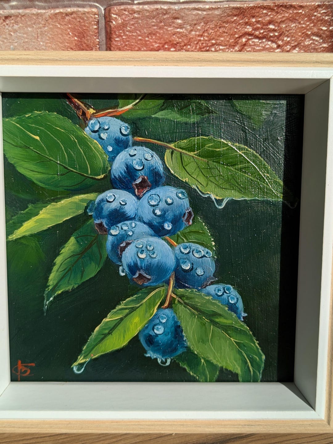 Blueberry. Original Oil Painting in Frame - 17x17cm - Etsy