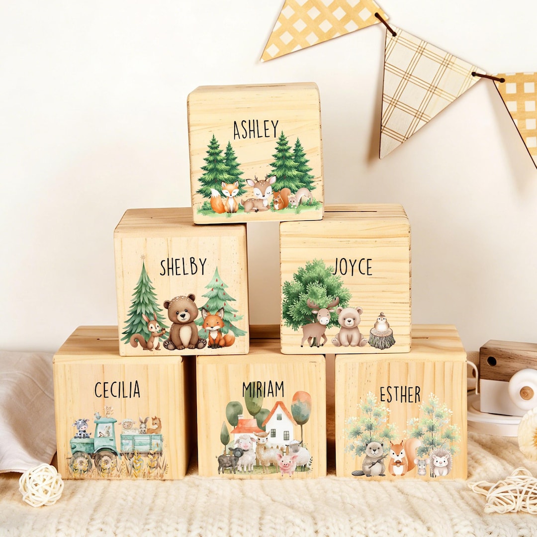 Personalized Wooden Animal Piggy Bank, Custom Name Money Box for Kids ...