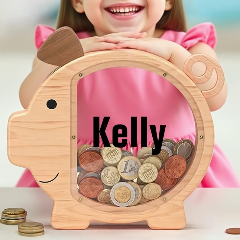 Personalized Wooden Pig Piggy With Name, Custom Piggy Bank for Boys or ...