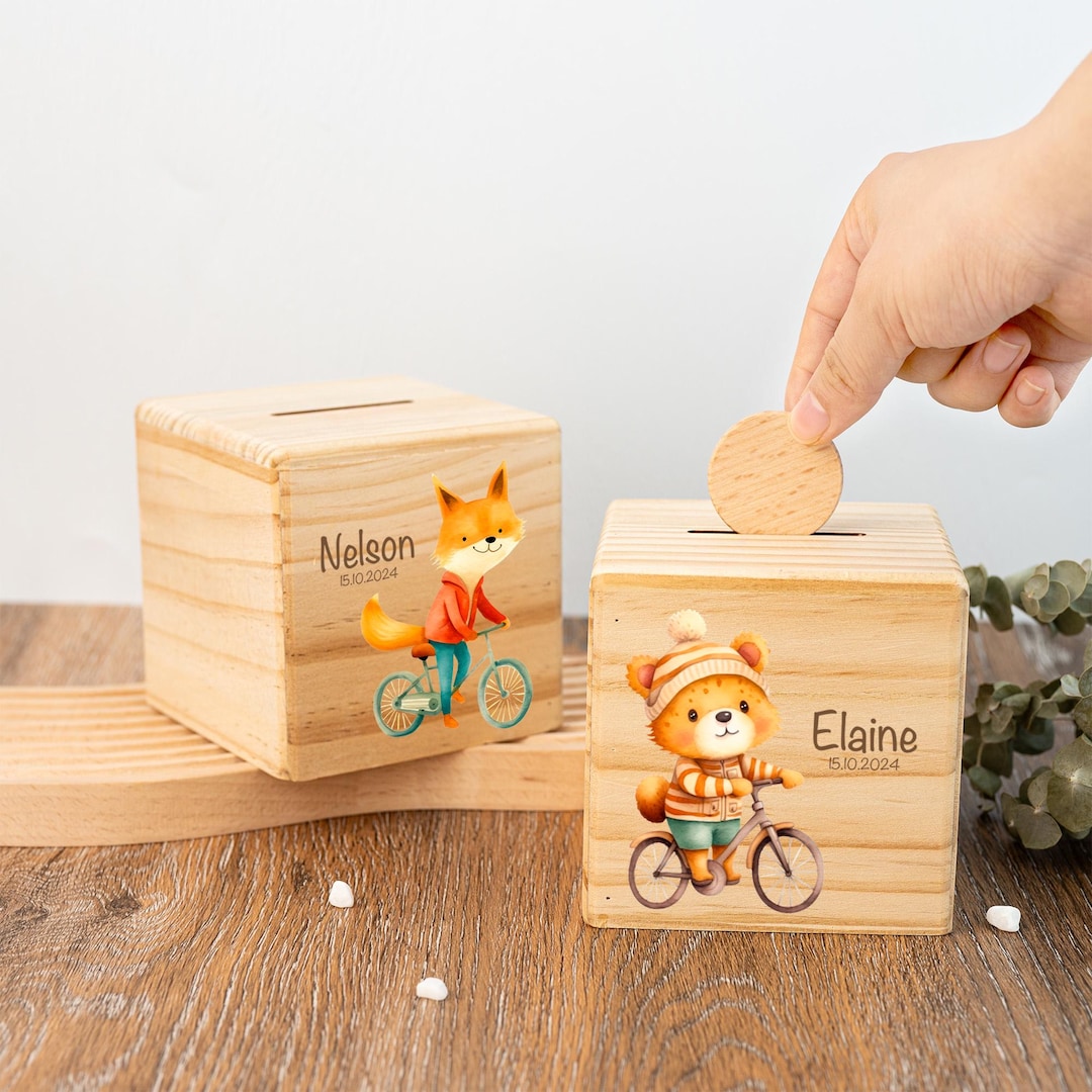 Custom Baby Money Box, Wooden Money Box, Children Money Box With Name ...