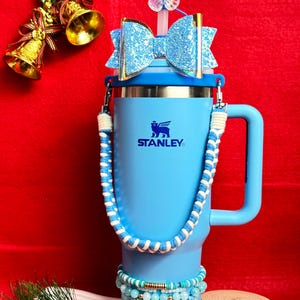 Christmas Stanley Blue Set | Stanley Shiny Bow Straw Topper | Stanley ...