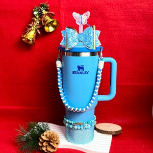 Christmas Stanley Blue Set | Stanley Shiny Bow Straw Topper | Stanley ...
