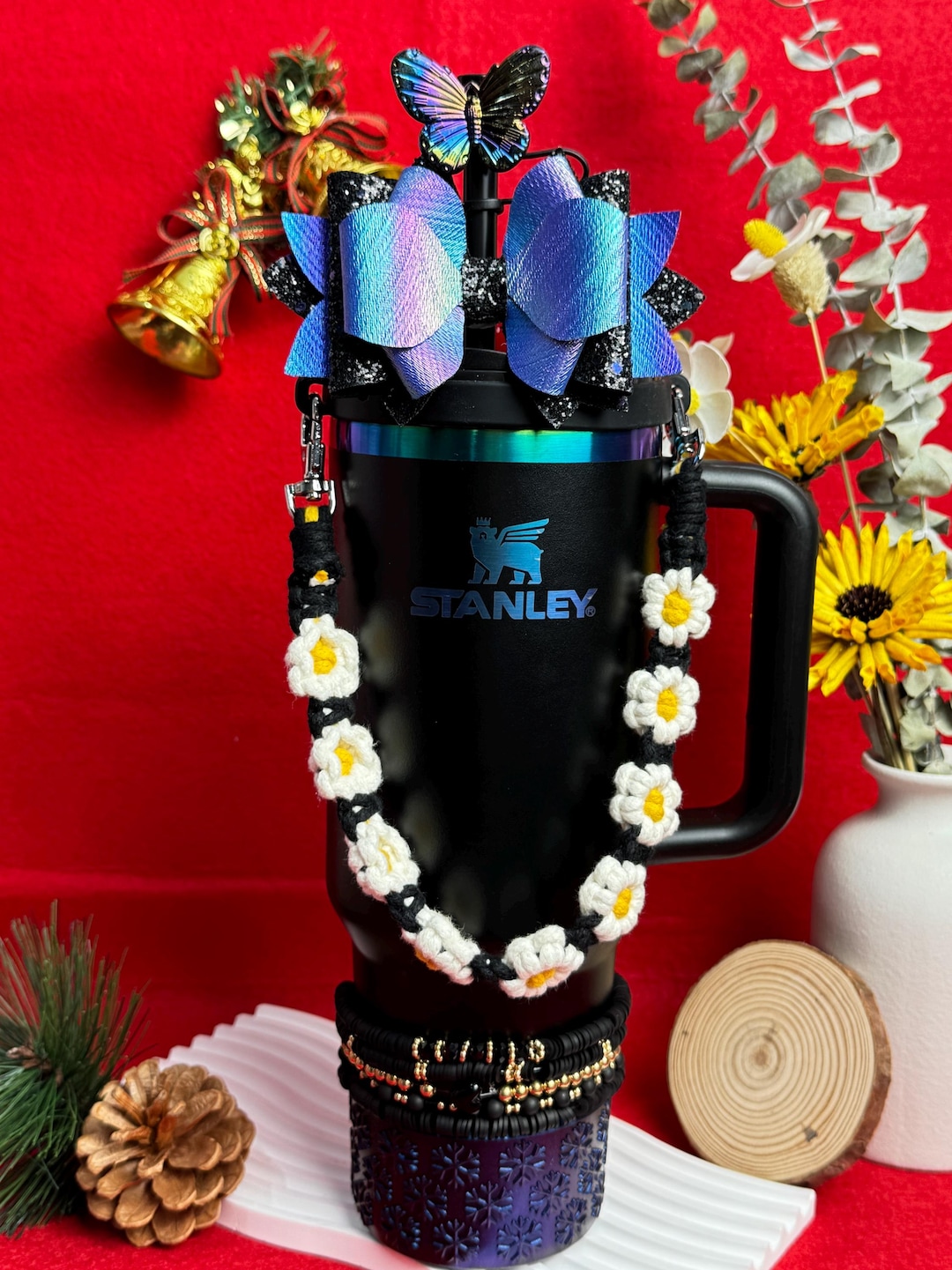 Christmas Stanley Black Set | Stanley Christmas Topper | Stanley Black ...