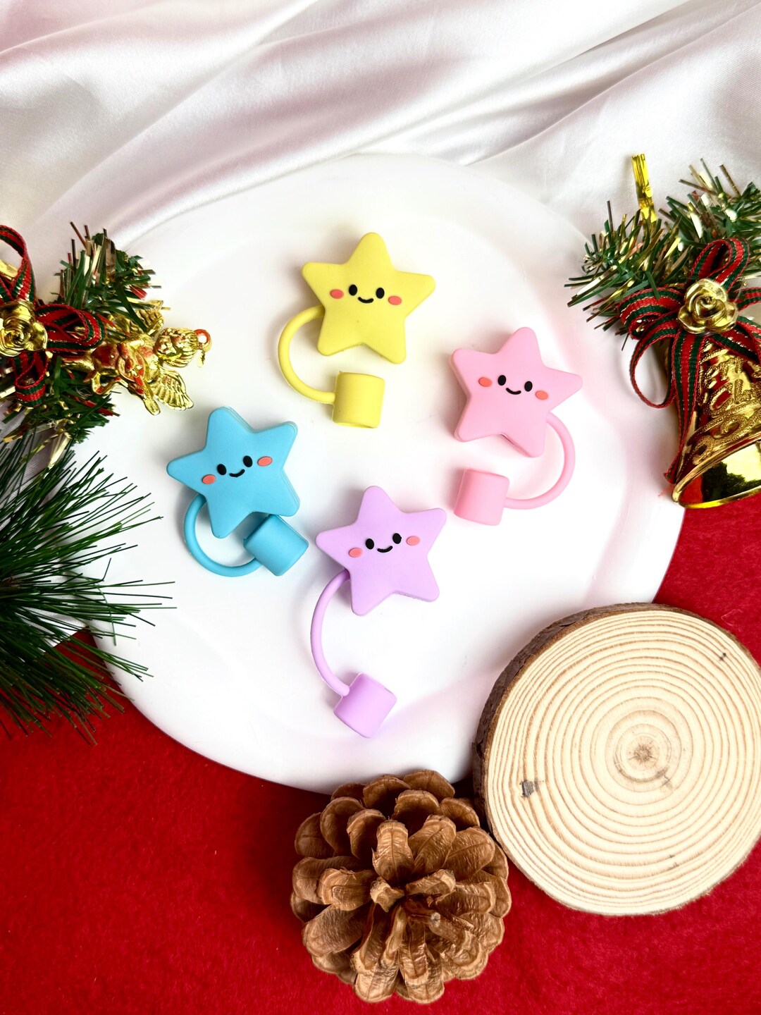 Smiley Star Straw Toppers | Cute Star Silicone Straw Cover | Tumbler ...