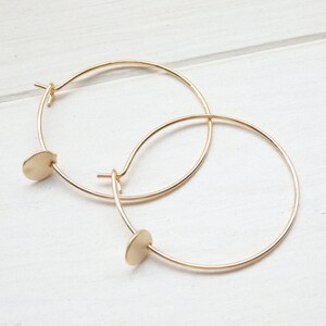 Gold Little Disk Hoop Earrings Simple Dainty Minimalist | Etsy