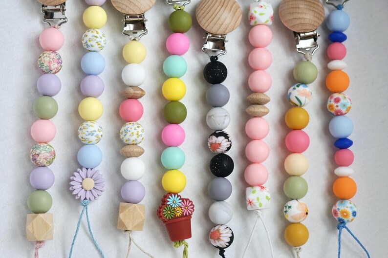 Flower Variety Pacifier Clip/ Floral Pacifier Clip/ Newborn Pacifier ...