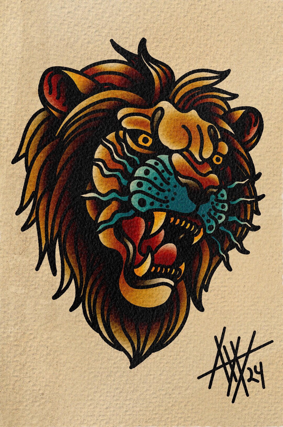 Traditional Lion Head - Etsy