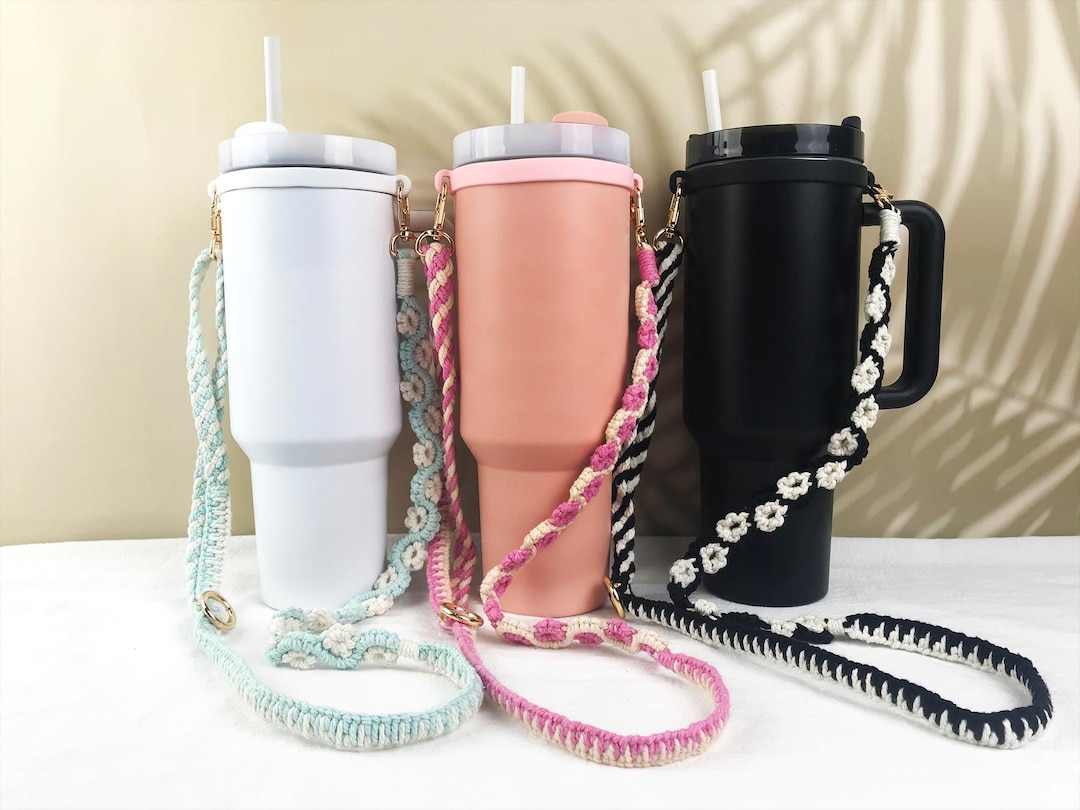 Long Woven Rose Stanley Cup Strap | Hand-woven Cup Strap | Adjustable ...