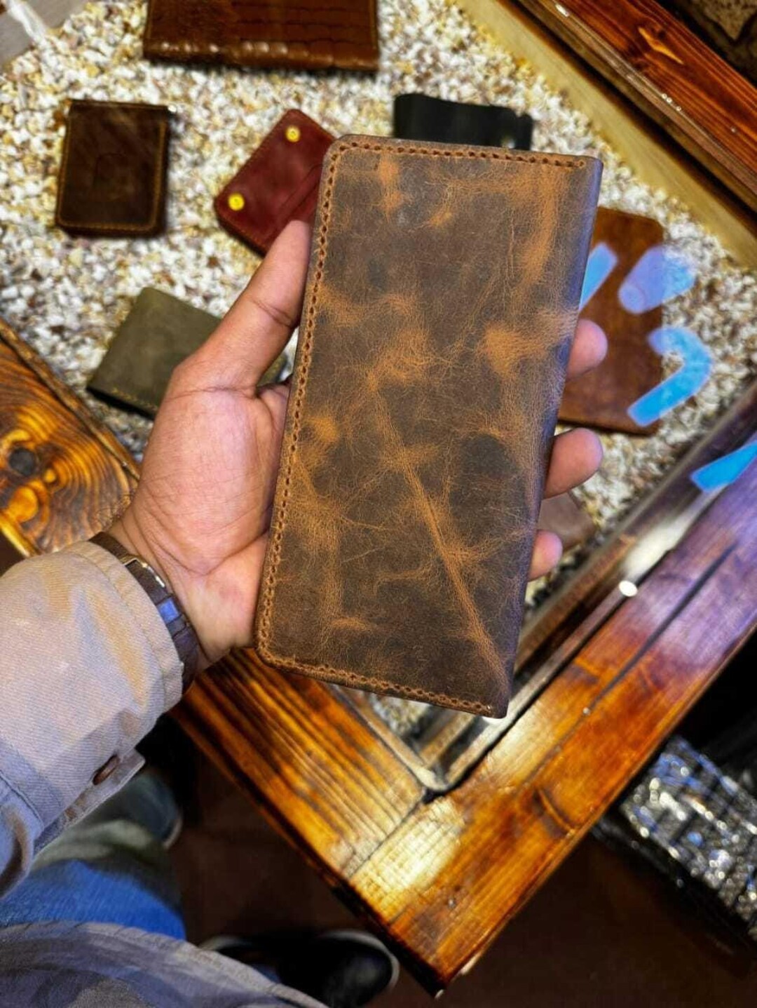 Handmade Leather Roper Wallet, Premium Hand Stitched Roper Long Wallet ...