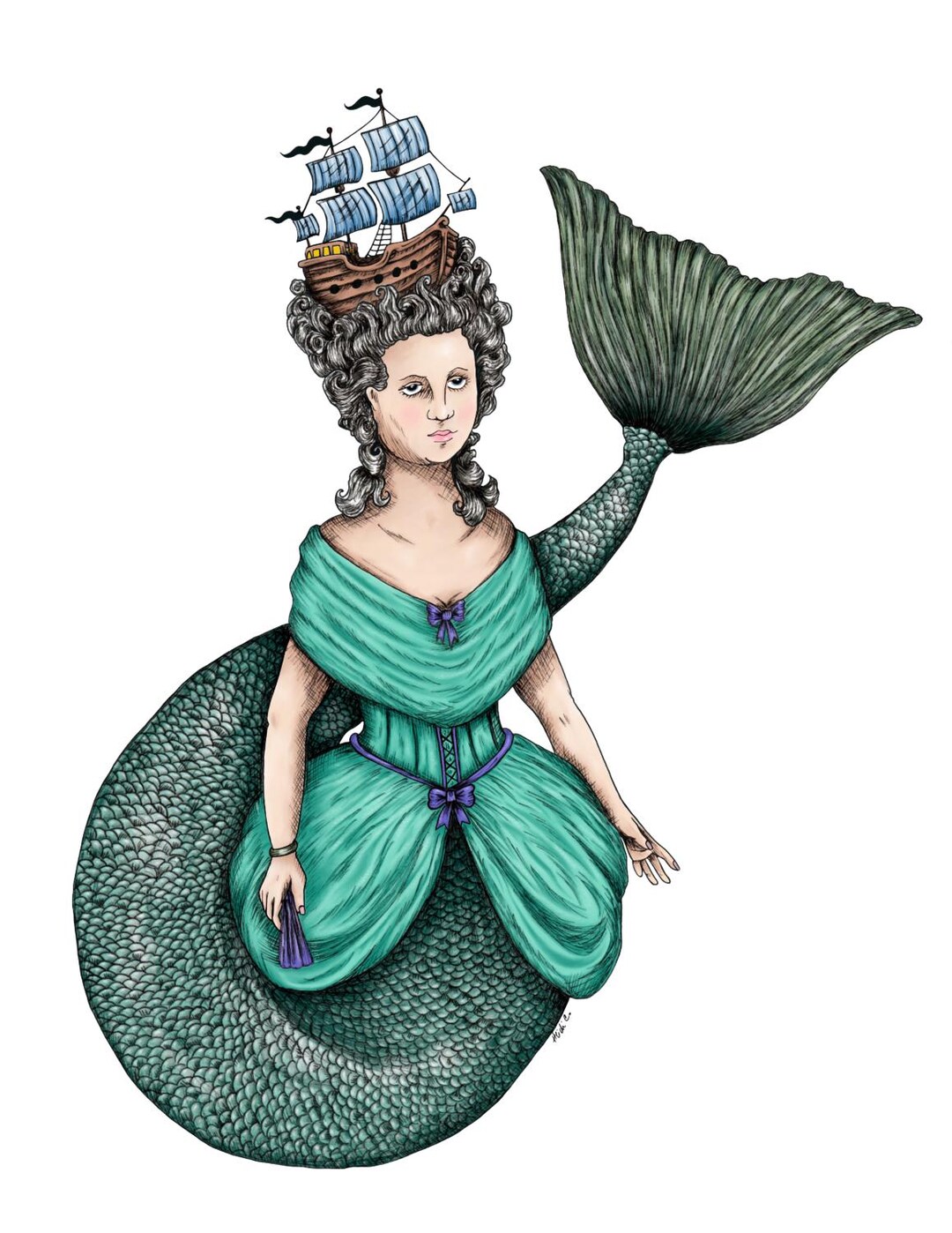 Marie the Mermaid, 18th Century Style Giclee Fine Art Print - Etsy