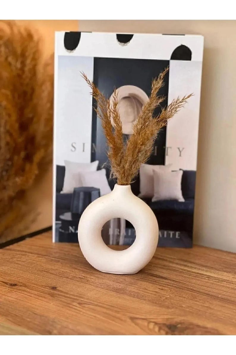 Set of 3 Tiny Circle Ceramic Vase, Small Donut Vase, Nordic Style ...