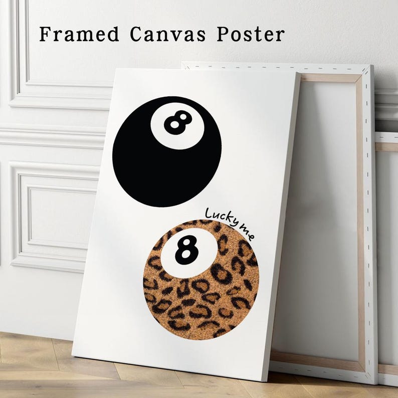 Lucky Me Leopard Print 8 Balls Poster, Leopard Wall Art, Apartment ...