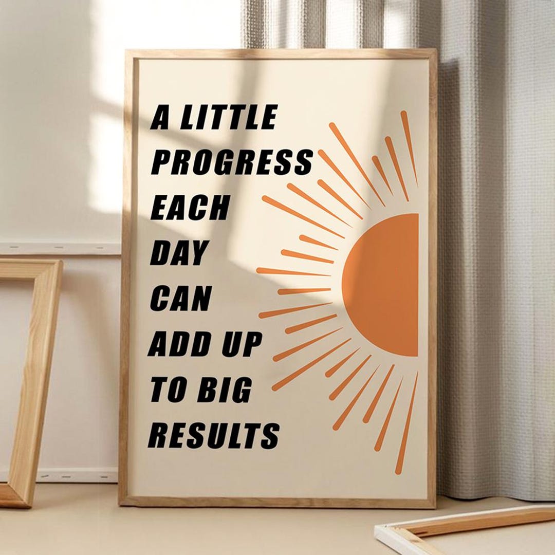 Progress Inspirational Quote Art Canvas Poster, Trendy Wall Art ...