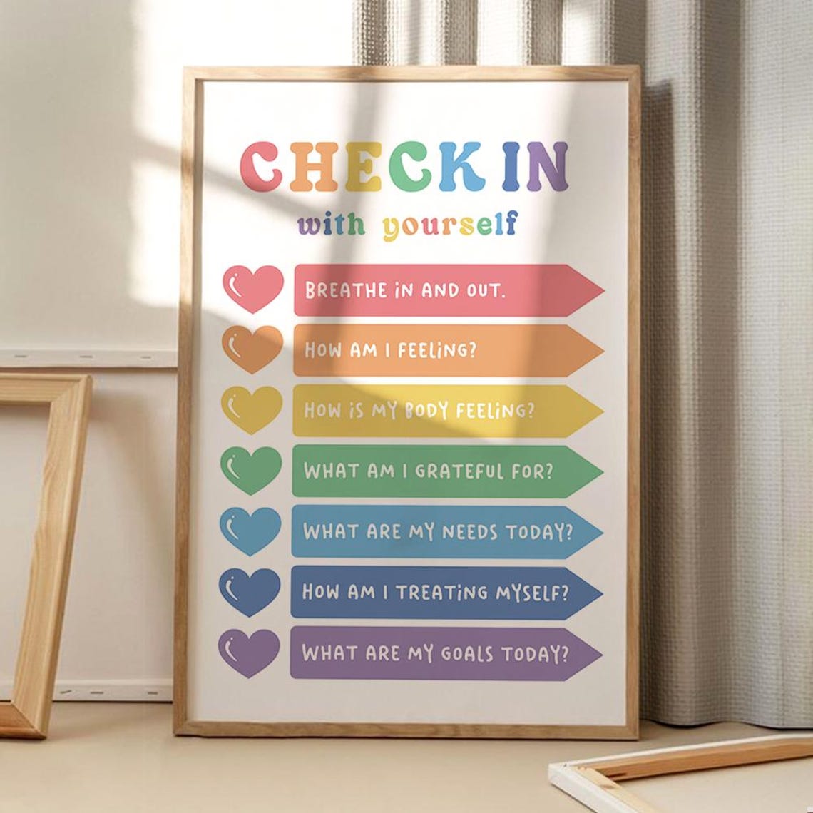 Check in With Yourself Affirmations for Kids Quote Art Canvas Poster, Classroom Quotes, Children ...
