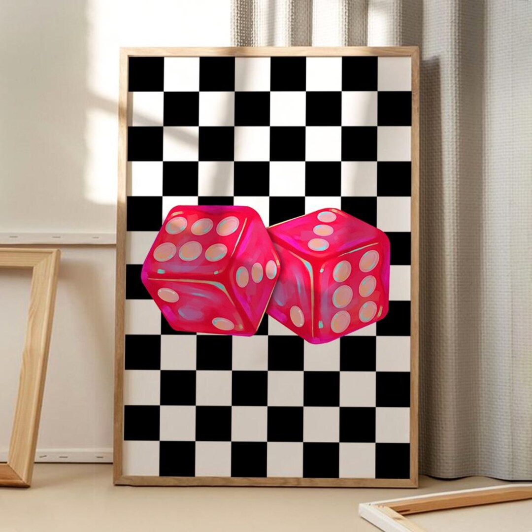 Black and White Checkered Dice Modern Art Poster, Trendy Wall Art ...