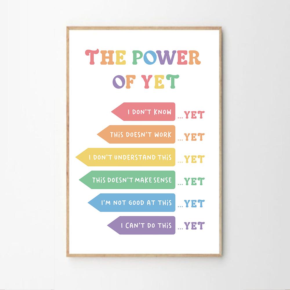 The Power of yet Affirmations for Kids Quote Art Canvas Poster ...