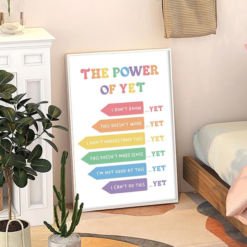 The Power of yet Affirmations for Kids Quote Art Canvas Poster ...