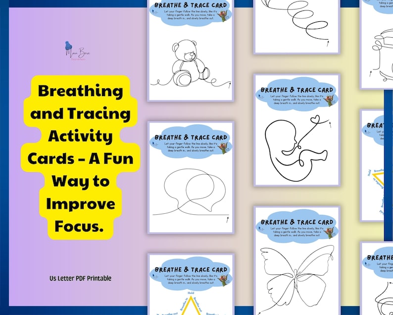 Printable Breathing Exercises for Focus and Calm, Therapy Tools for ...