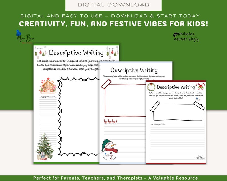Christmas Activity Pack for Kids - Holiday Worksheets, Creative Writing ...