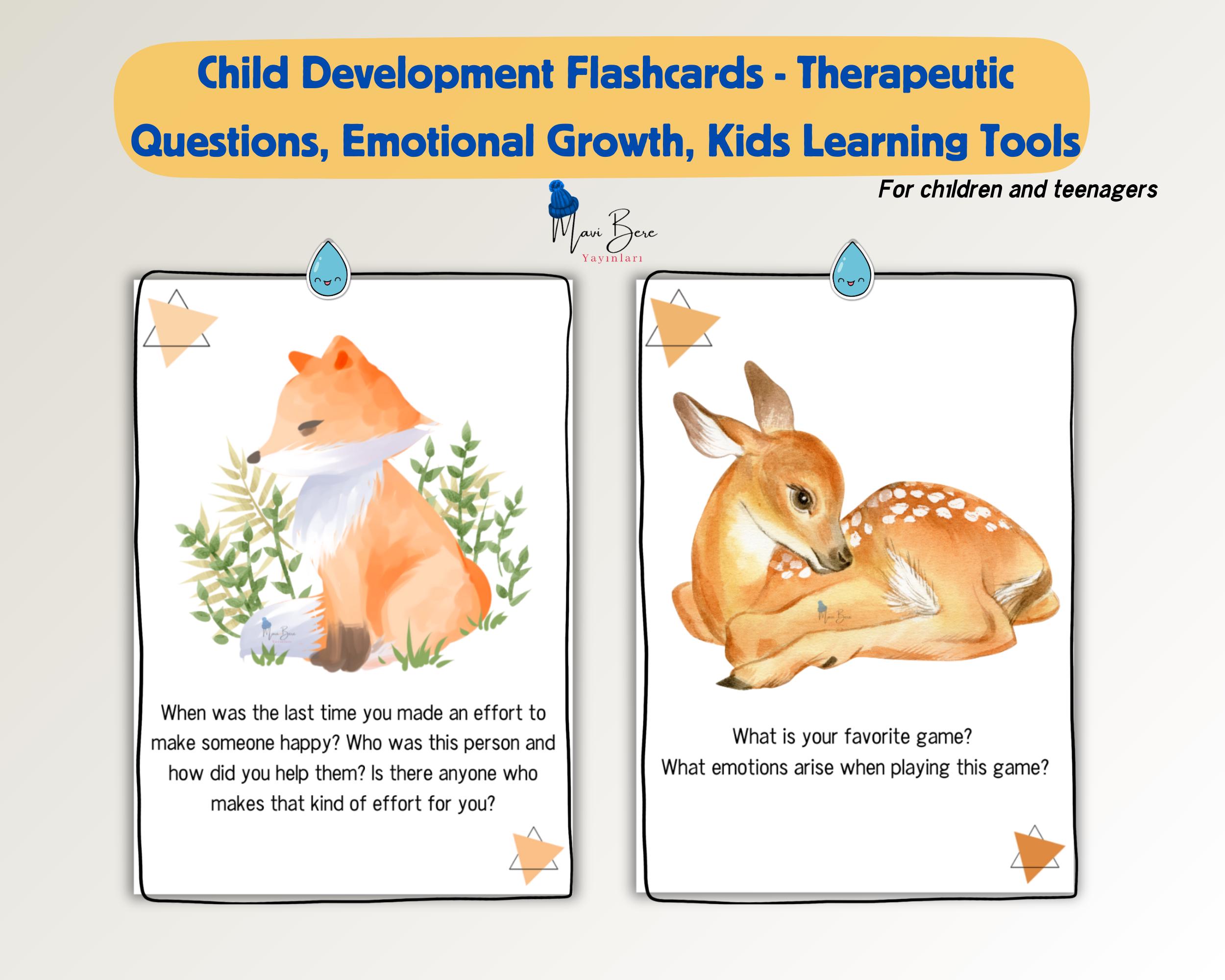 Therapy Question Cards for Kids, Counseling Flash Cards, Conversation ...