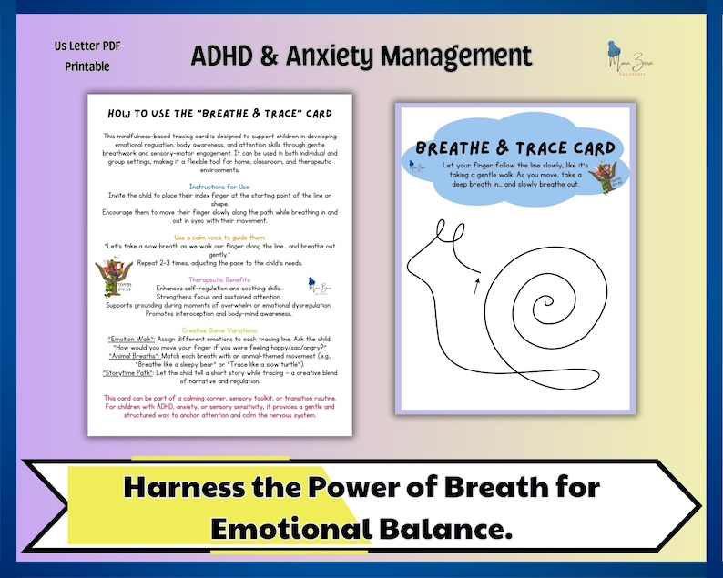 Printable Breathing Exercises for Focus and Calm, Therapy Tools for ...