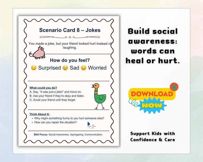 Problem Solving & SEL Printable Cards for Kids: Empathy, Growth Mindset ...
