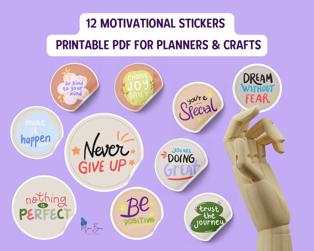 Empowering Circle Sticker Digital Set, Positive Quote Stickers ...