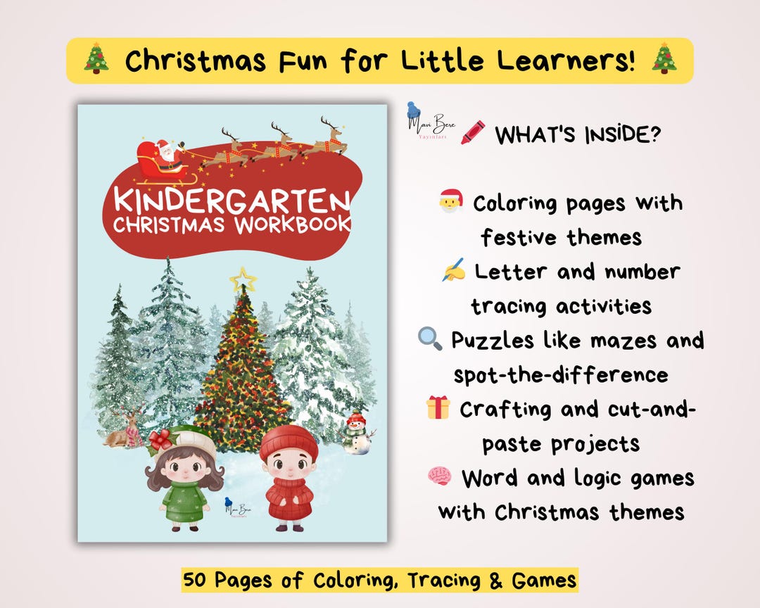 Kindergarten Christmas Workbook: 50 Pages of Festive Learning ...