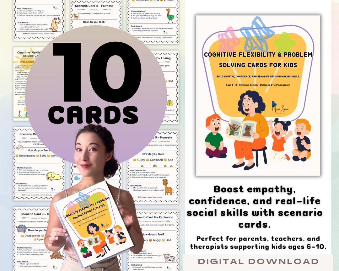 Problem Solving & SEL Printable Cards for Kids: Empathy, Growth Mindset ...