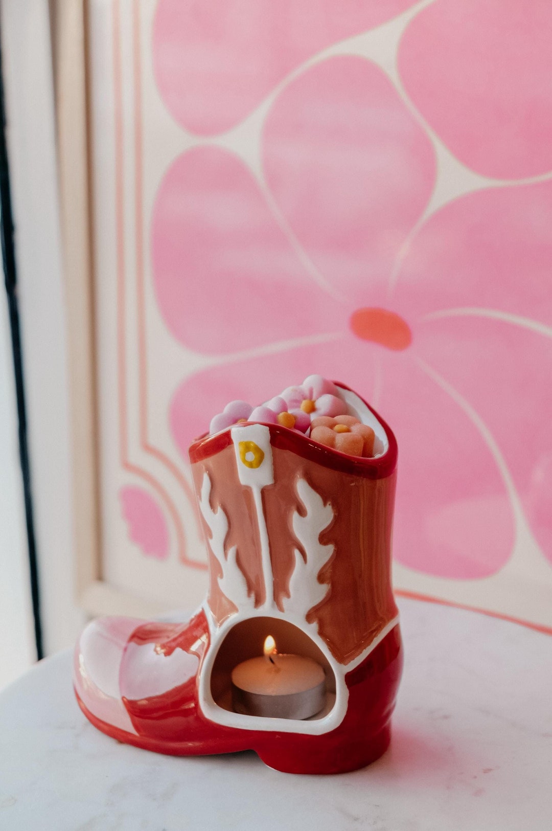 Cowboy Boot Ceramic Wax Melt Burner | Pastel Aesthetic Cowgirl Home ...